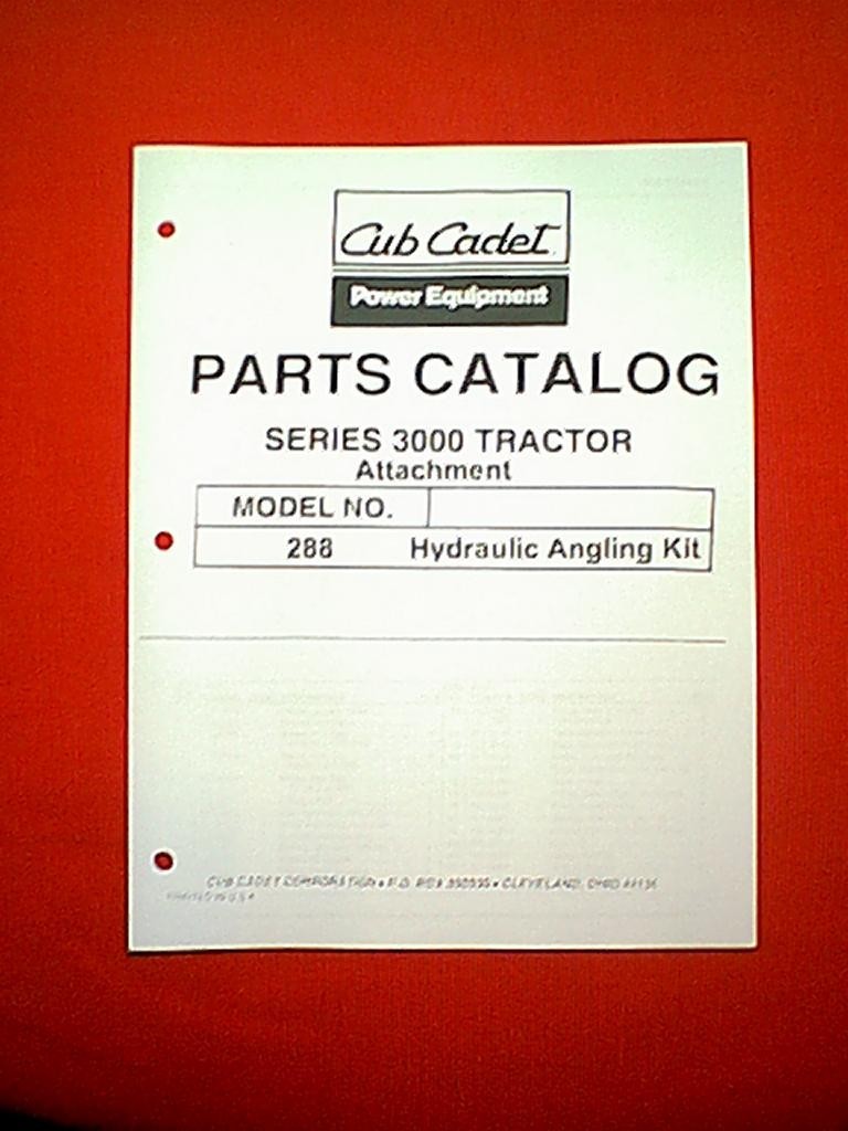 CUB CADET 3000 SERIES TRACTOR HYDRAULIC ANGLING KIT MODEL # 288 PARTS ...