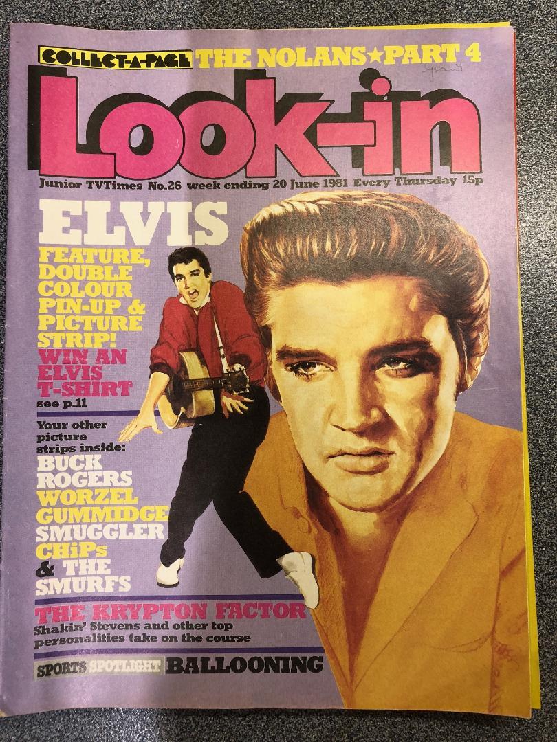 LOOK-IN COMIC 26 20/06/1981 ELVIS CHIPS SMURFS BUCK ROGERS MAUREEN FROM ...