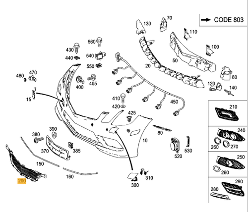 Mercedes Benz New Genuine W207 Amg Front Bumper Lower Grill Centr ...