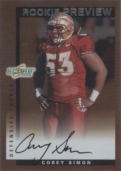 2000 Score - Rookie Preview Autographs Corey Simon #SR 5 (AU, RC) for ...