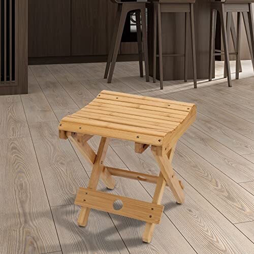 2 Pack 12 Inch Natural Bamboo Folding Step Stool Bench For Bathroom Spa ...