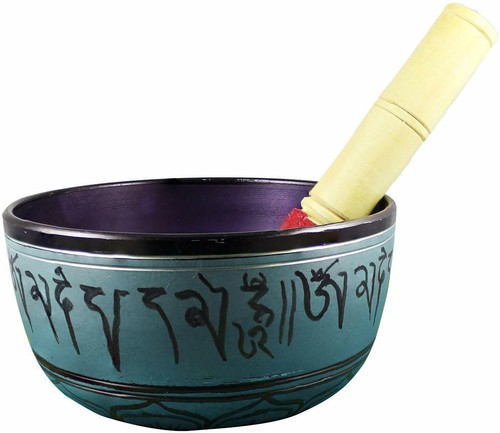 Hand Painted Metal Singing Bowl Green 6" Musical Instrument for ...