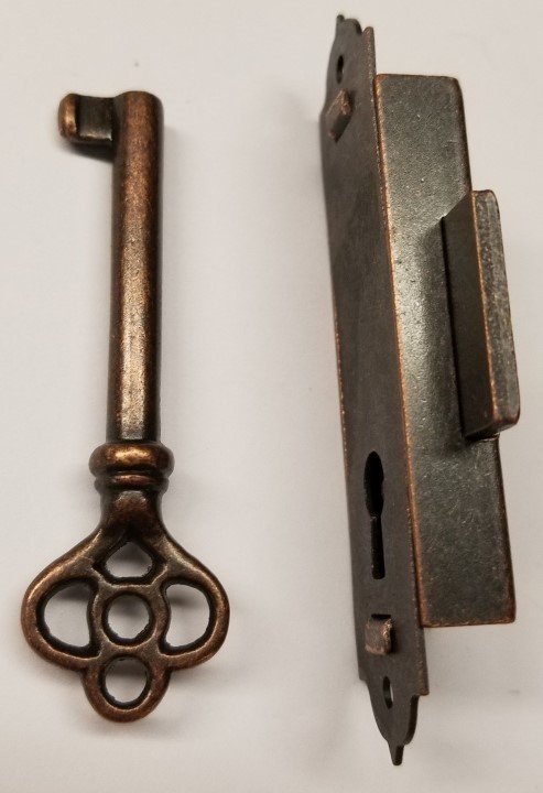 Tall door Lock with Key CLOCK CHINA CURIO CABINET wardrobe ANTIQUE ...