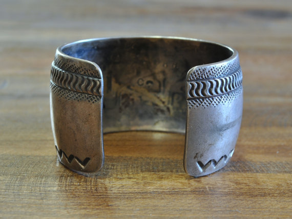 *Vintage Navajo Sterling Silver Turquoise & Coral Chip Inlay Cuff By ...
