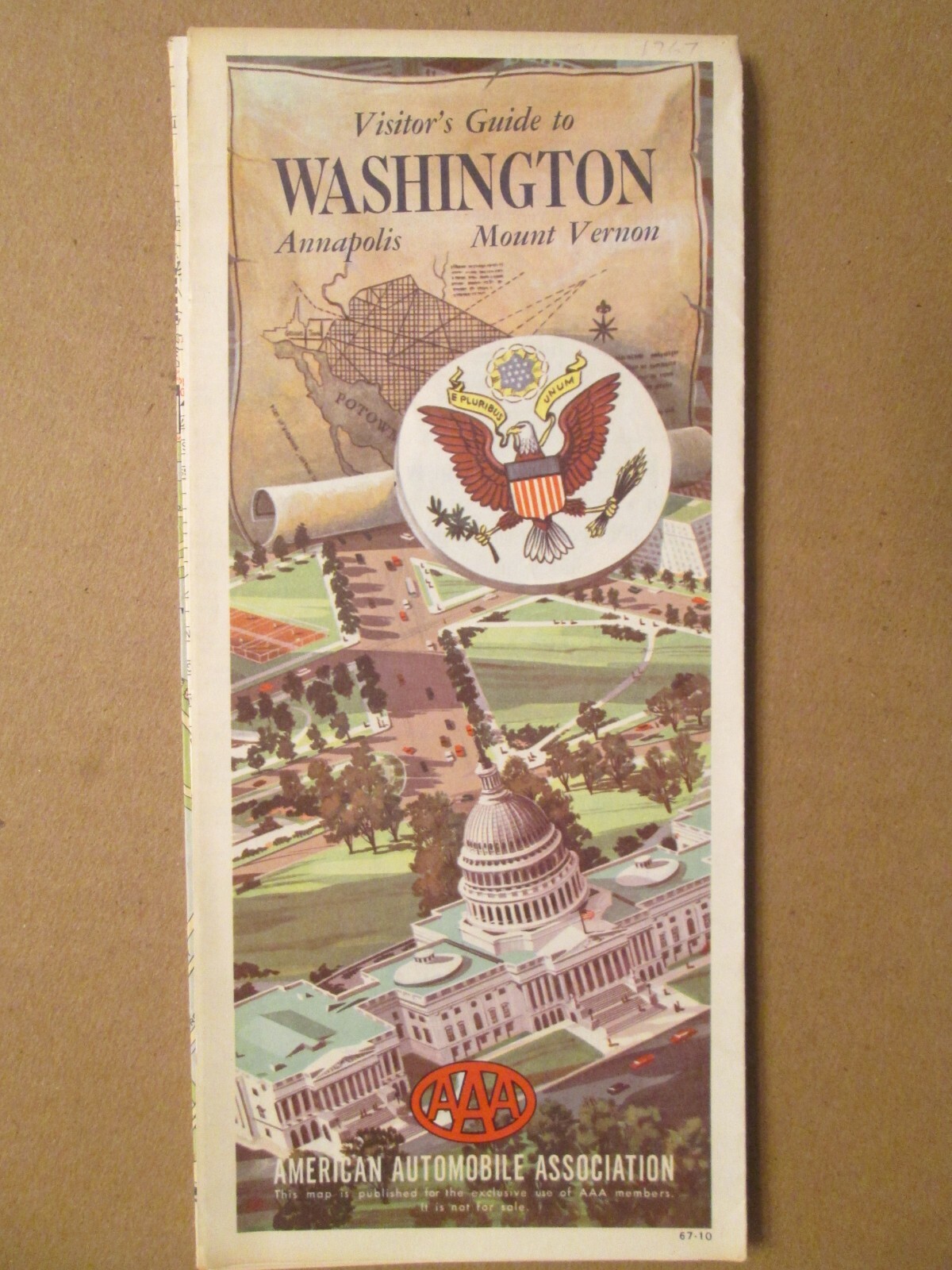 1967 AAA American Automobile Association Map of Washington Annapolis Mt ...