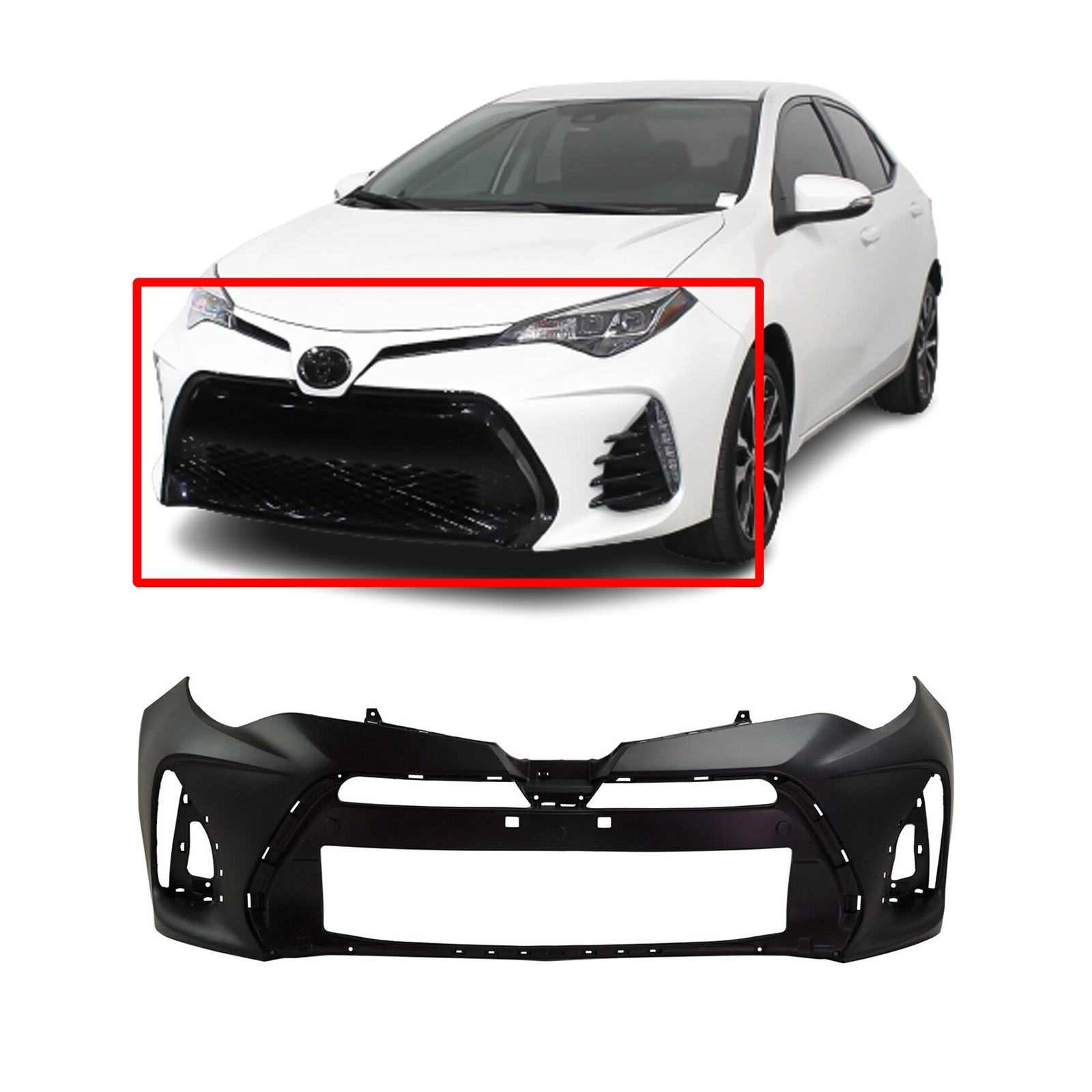 Front Bumper Cover For 2017-2019 Toyota Corolla SE/XSE Primed TO1000424 ...