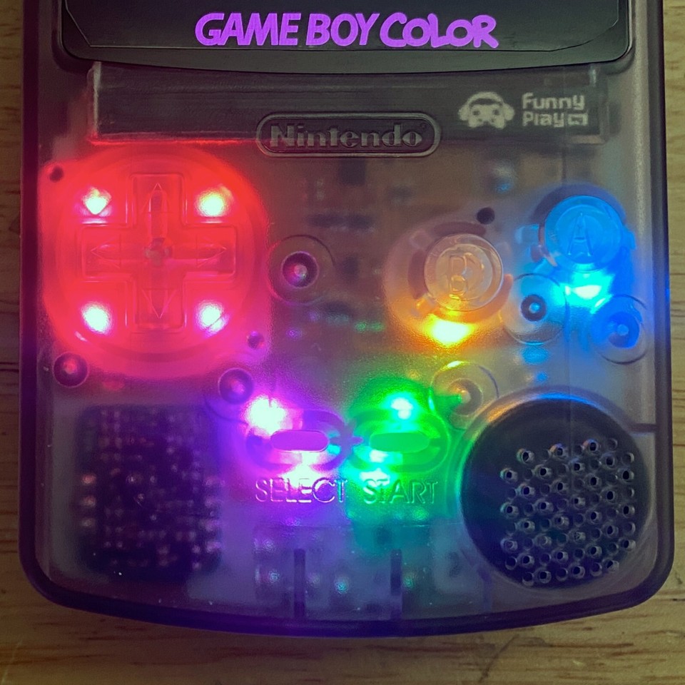 FunnyPlaying Gameboy Color Button LED Kit Multicolor RGB Light Mod Game ...