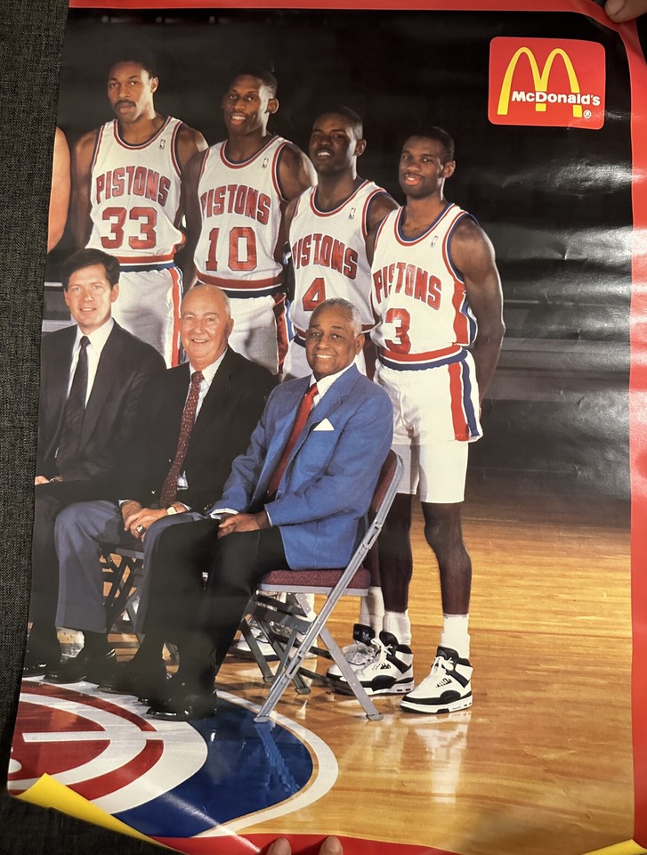 Vintage Detroit Pistons 1990 Mcdonald's Team Poster Dennis Rodman NBA ...