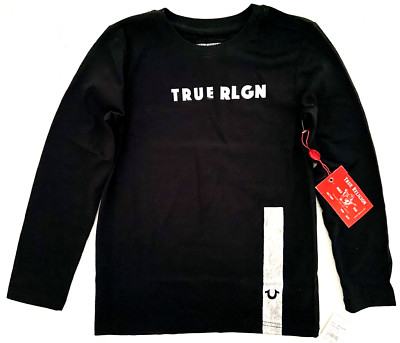 True Religion Boys Size Small Long Sleeve Black Foil 'TRUE RLGN ...