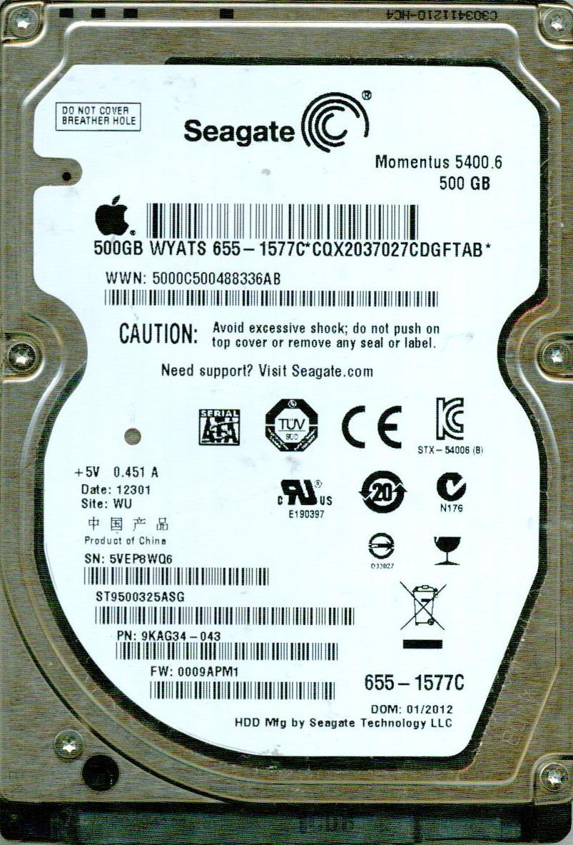 ST9500325ASG 9KAG34-043 0009APM1 WU 5VEP SEAGATE SATA 500GB "5A 14" | eBay