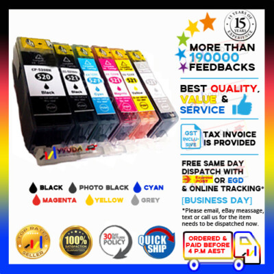 12x YYUDA INK CARTRIDGE 520BK CLI-521B/C/M/Y/GREY for CANON PIXMA MP ...