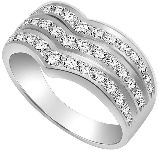 Right Hand Engagement Ring SI1 G 1.01 Carat Round Cut Diamond 14K White ...