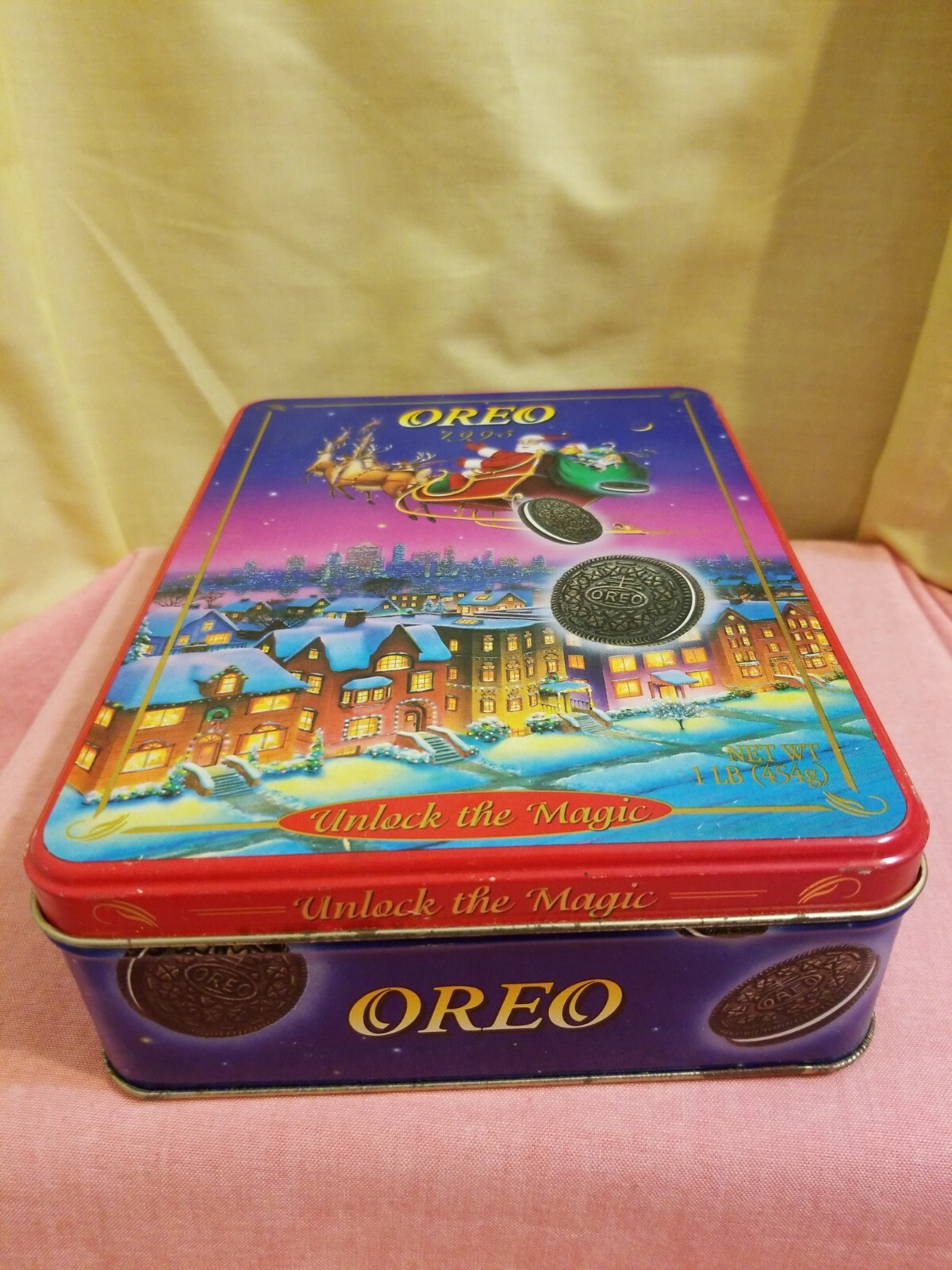 OREO 1995 Santa Christmas Collectible Cookie Box Tin Canister Holiday ...