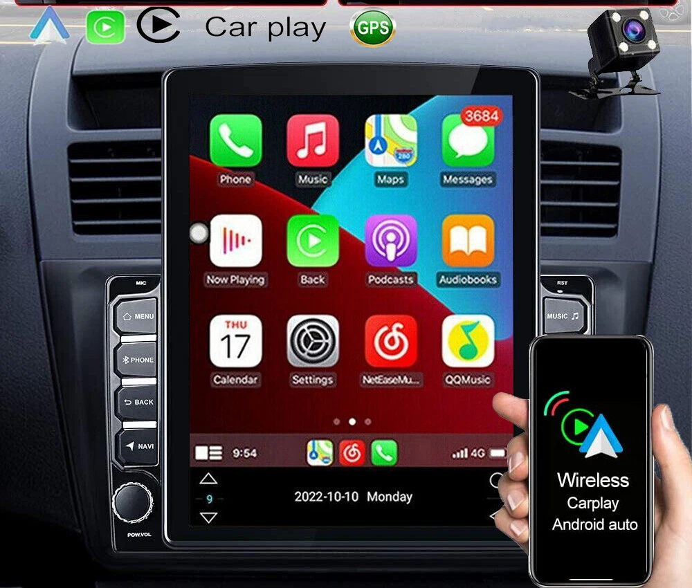 Apple Carplay Car Stereo GPS Navi Radio 2Din Wifi w/Camera 9.7" 2+32G ...