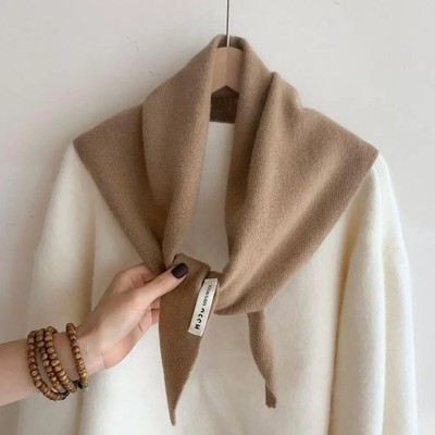Wool Knitted Triangular Scarf Warm Shawl for Women Triangle Knit ...