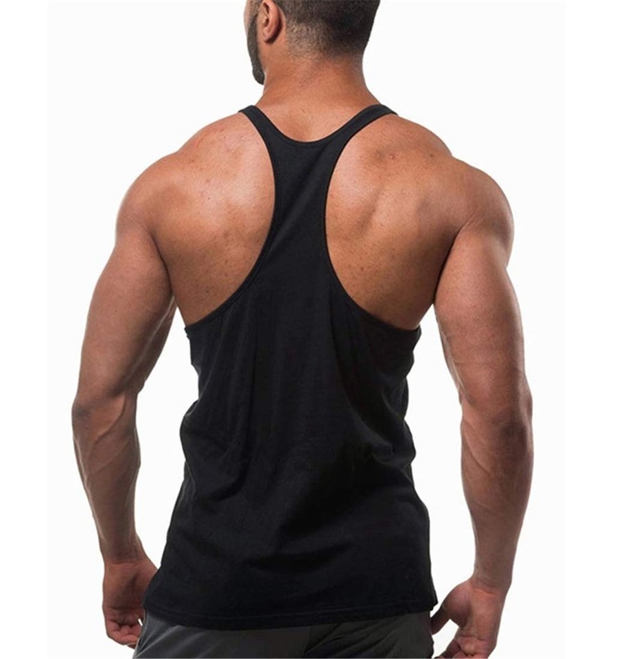 Men's Gym Stringer Tank Tops Y-Back Workout Muscle Tee Sleeveless ...