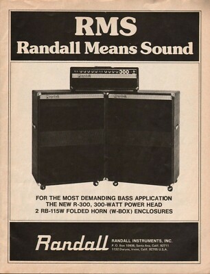 1975 RMS Sound Instruments 300 Watt Power Head R300 - Guitar Amplifier ...