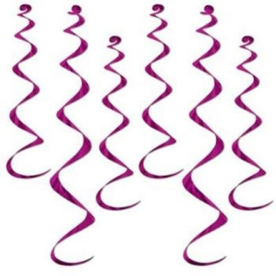 Cerise Hanging Twirly Whirlys 6 Per Pack Foil 4-24" & 2-36" Decorations ...