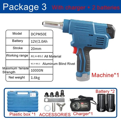 12V Rechargeable Riveting Machine Core Pulling Electric Rivet Gun ...