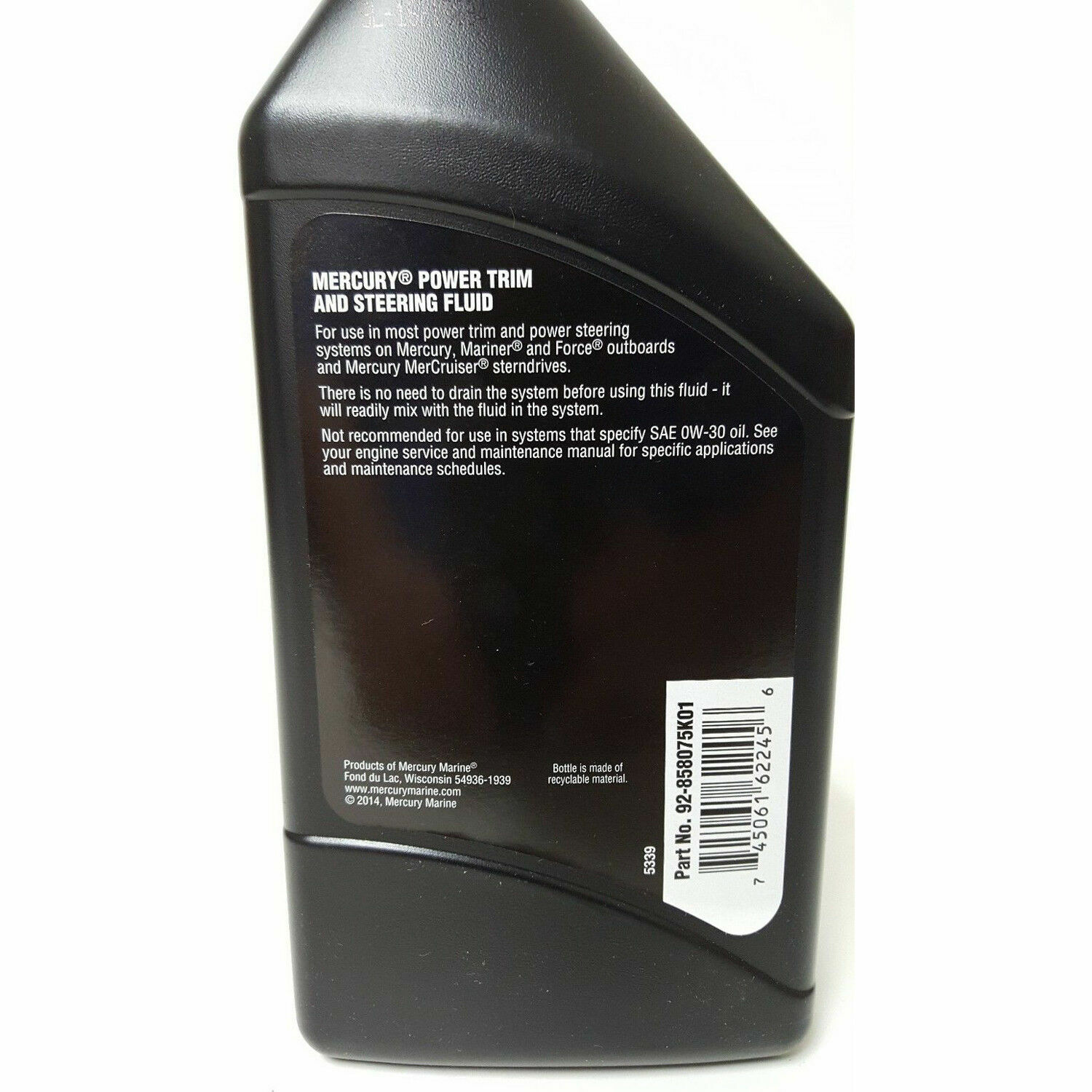 Mercury Quicksilver Power Trim and Tilt Hydraulic Steering Fluid | 92 ...