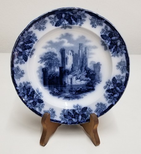 Antique Flow Blue Dessert Plate - Copeland Late Spode - "Ruins" c. 1848 ...