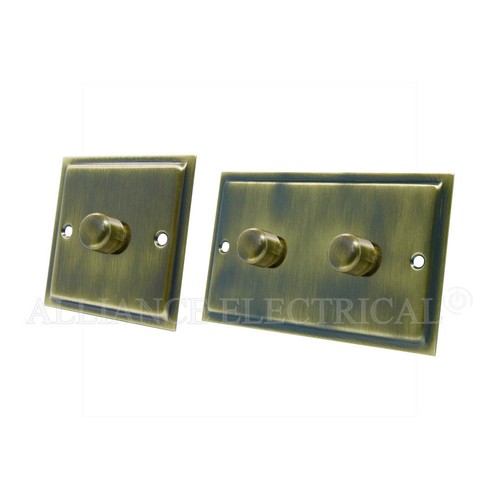 Slimline Antique Brass Dimmer 1000W - 10 Amp 1 Gang/ 2 Gang 2 Way ...