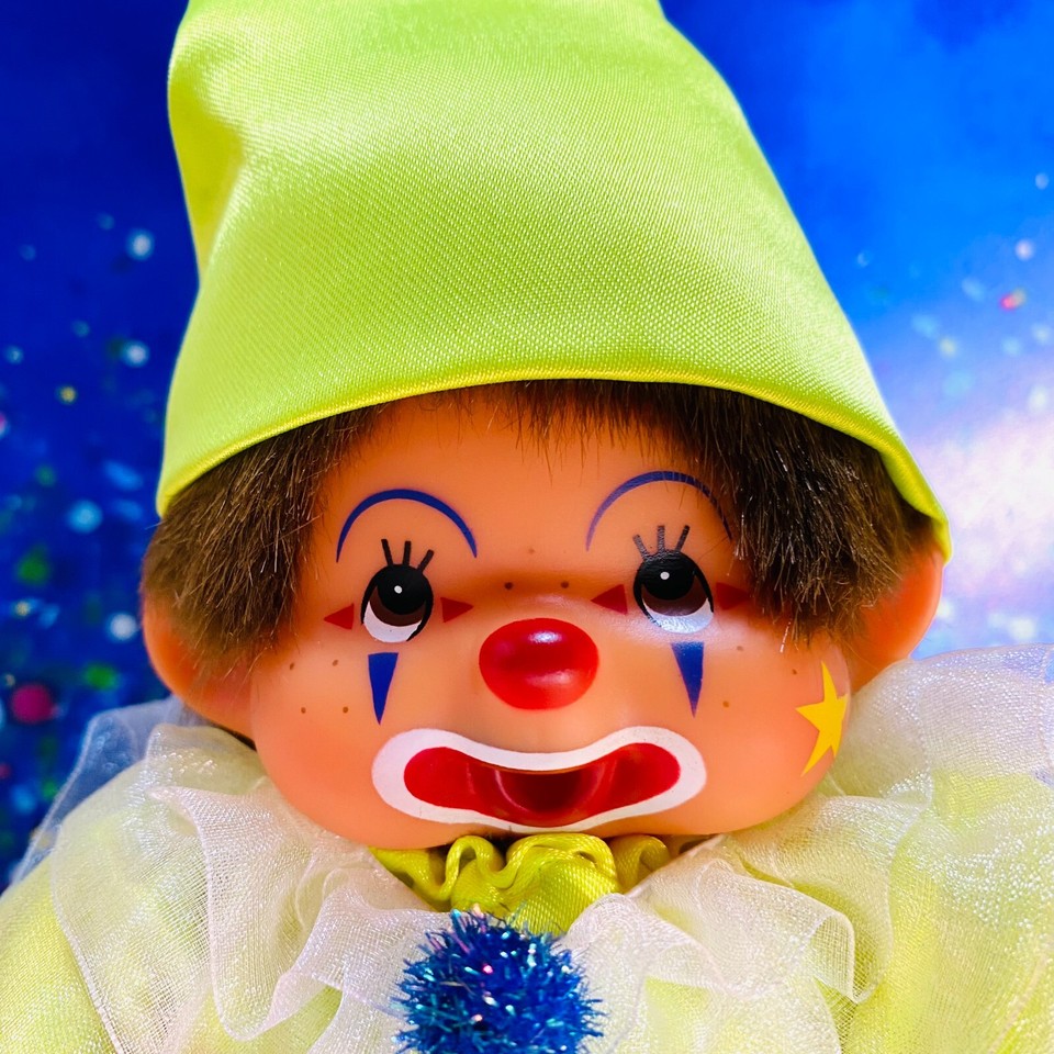 Monchhichi Pierrot Green plush monkey doll S size thumb sucker Super ...