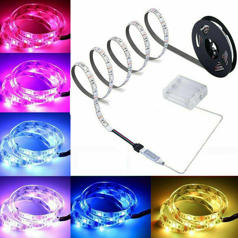 Battery Operated LED Strip Lights 5V 5050 RGB TV Backlight Lighting ...