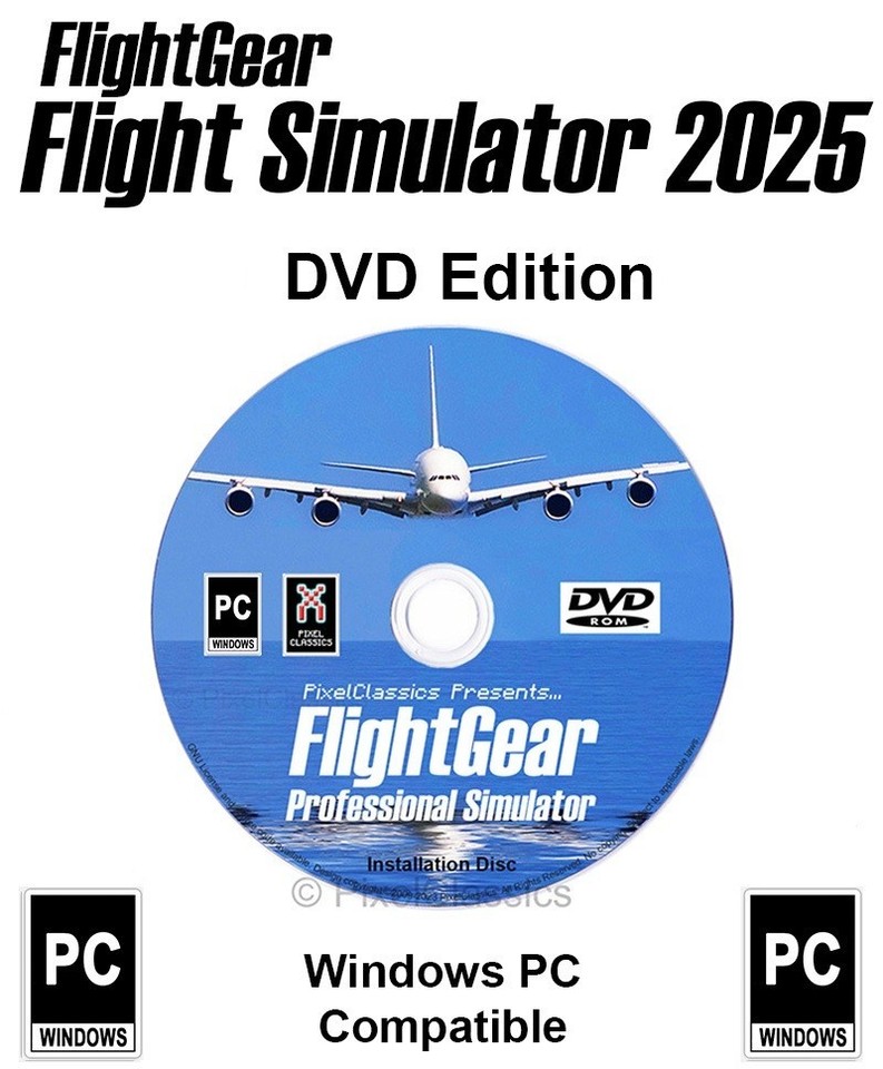 FlightGear Flight Simulator 2025 Professional Fly Sim DVD for Windows 11 10 PC | eBay