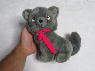 VTG 9" WALT DISNEY Aristocats Berlioz Plush Kitten Gray Cat Red Ribbon ...