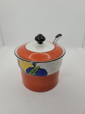 Vintage Noritake Lusterware Jam Pot with Spoon Art Deco Fruit Japan ...