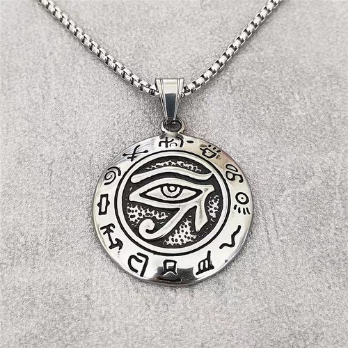 Silver Egypt Eye of Horus Pendant Necklace Chain Men's Protection ...