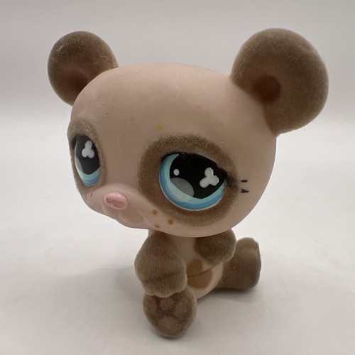 LPS Littlest Pet Shop #645 Tan Brown Fuzzy Flocked Panda Bear Clover ...