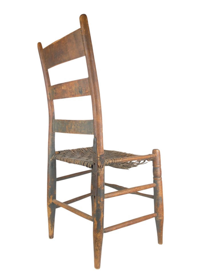 Primitive Antique Ladderback Splint Weave Seat Poynor Side Chair | eBay