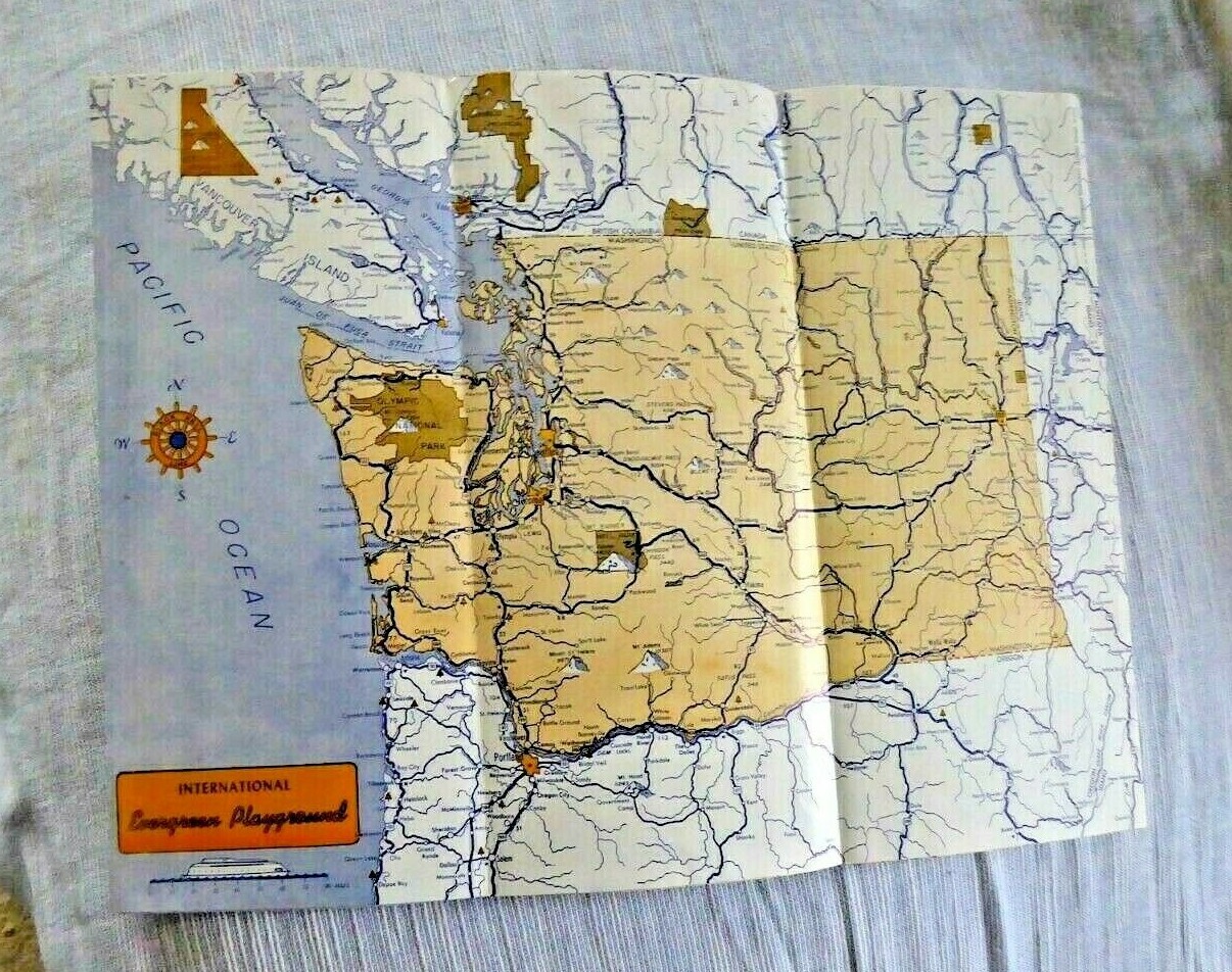 VINTAGE MAP PUGET SOUND COUNTRY WITH PICS OF ALL BLACK FERRY FLEET ...