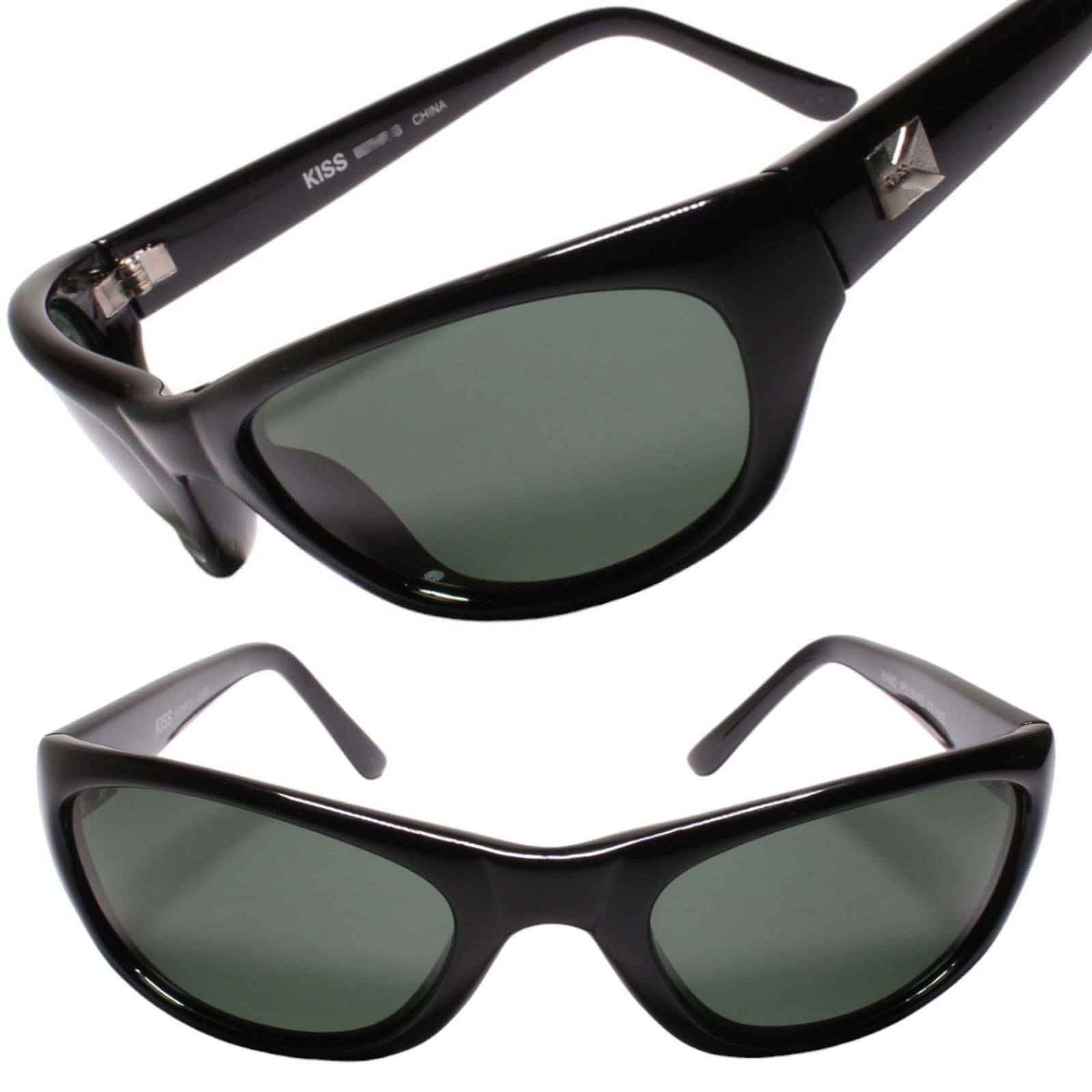 Genuine Vintage Metallic Accent Temple Wrap Frame Bla… - Gem