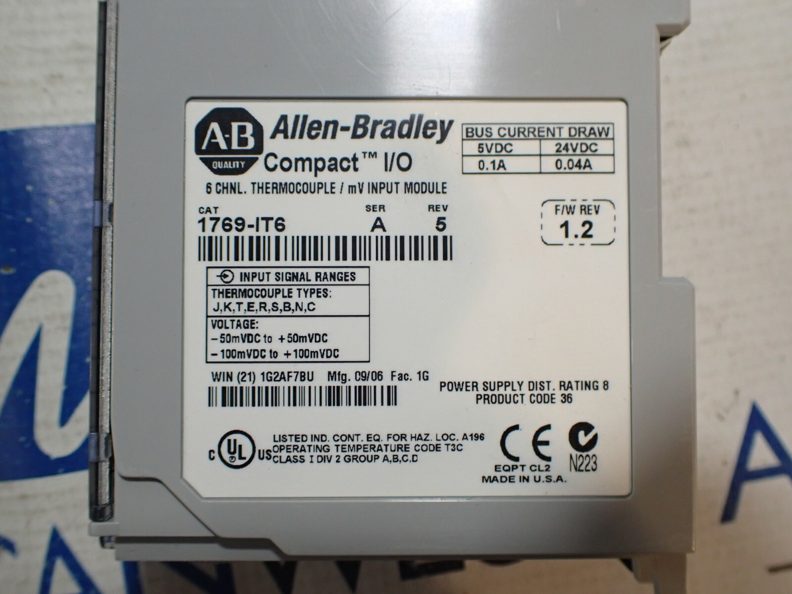 Allen Bradley 1769-IT6 1769IT6 Compact I/O 8 Channel Input ser A rev 5 ...