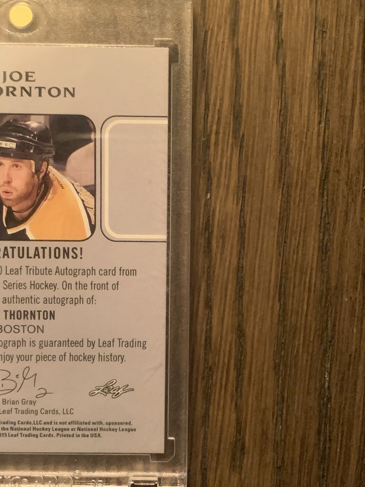 2015 Leaf Signature Series - Joe Thornton 1990 Leaf Tribute Signature ...