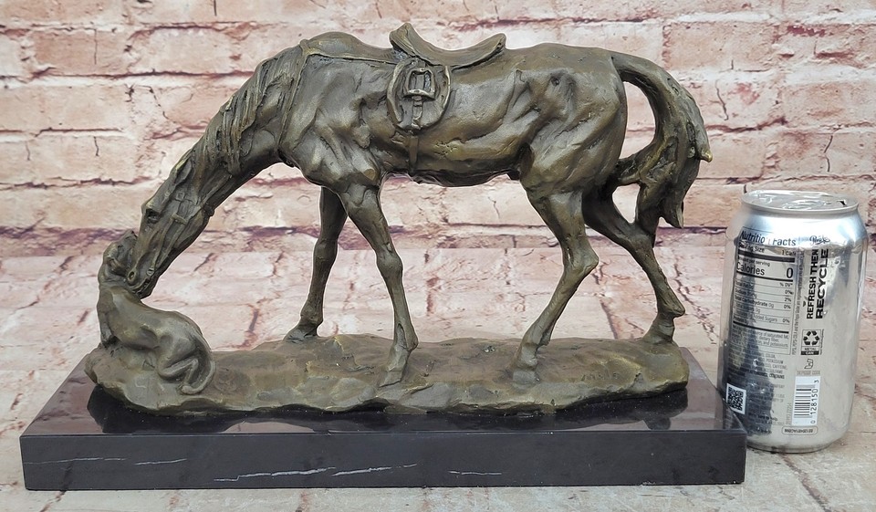 Horse Labrador Dog Lover English Saddle Farm Art Bronze Marble Statue ...