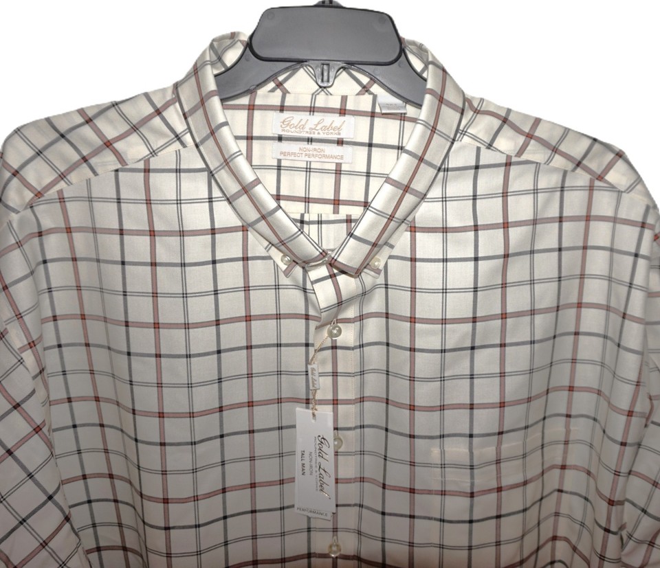 Roundtree Yorke Gold Label Perfect Performance Shirt White Tall 4XT Non ...