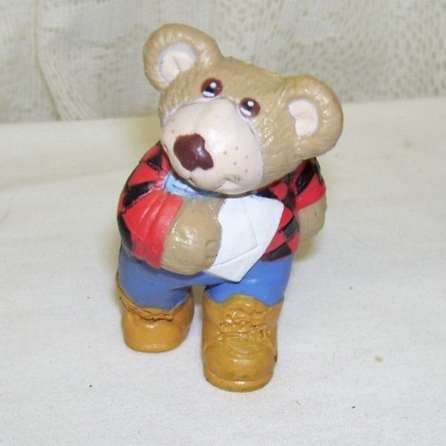 Furskins Bear Figure 1986 Plaid Shirt Carrying Letter | eBay