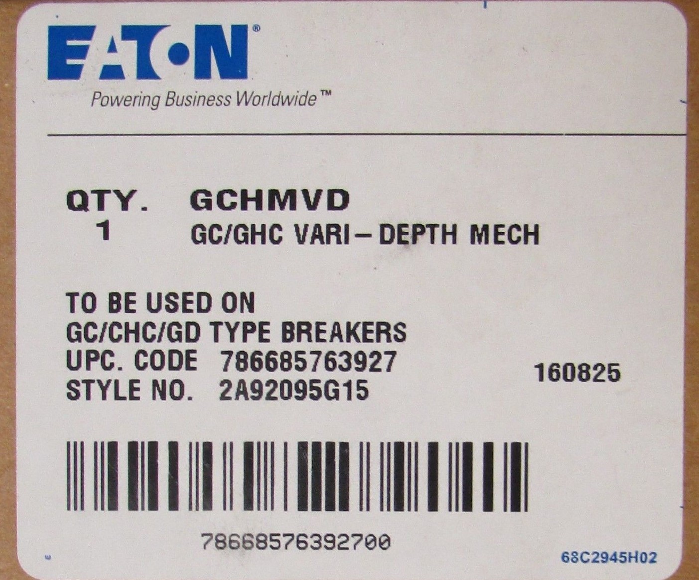 EATON CUTLER HAMMER GCHMVD12R GD GC Vari Depth Kit 12" Shaft 68C6039G02 ...