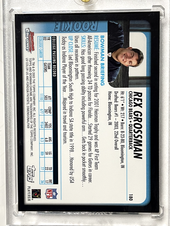 Rex Grossman RC 2003 Bowman Chrome #180 | eBay
