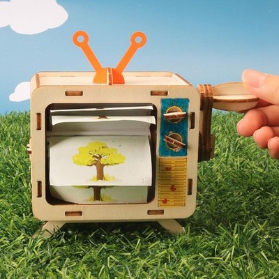 DIY Hand Crank Animation Machine Model Kit Teens Wooden Building ...