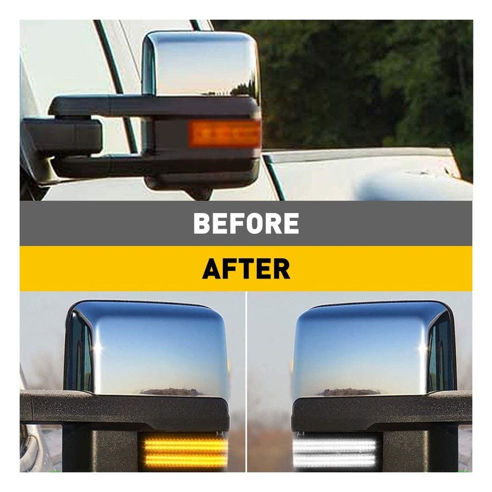 For Chevy Silverado GMC Sierra?White Amber LED Side Mirror Light Turn ...