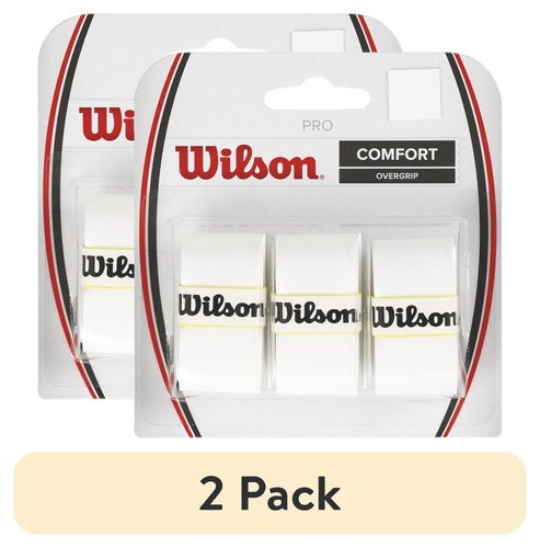 (2 pack) Wilson Pro Comfort Overgrip for Tennis Rackets, White - 3 ...