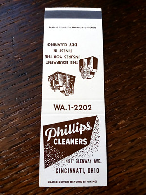Vintage Matchbook: Phillips Cleaners, Cincinnati, OH | eBay