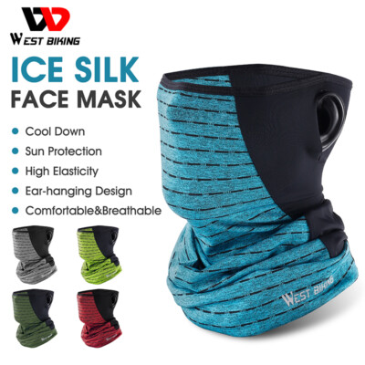 Cycling Half Face Mask Covering Neck Gaiter Ice Silk Headband Scarf Ear ...