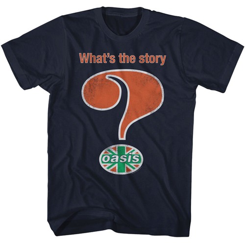 OASIS Band Adult T-SHIRT Music New QUESTION MARK Official Merch Navy ...