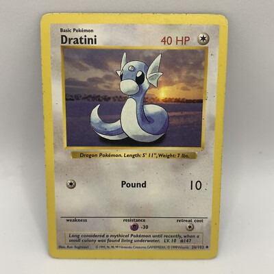 Pokemon TCG - Dratini 26/102 Uncommon - WOTC Base Set Shadowless - LP+ ...